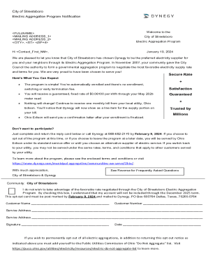 Fillable Online City of Streetsboro Electric Aggregation Program Fax Email Print - pdfFiller