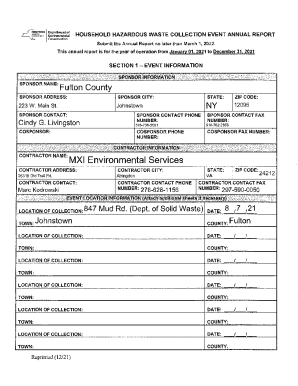 Fillable Online Annual Report for Household Hazardous Waste Collection ...
