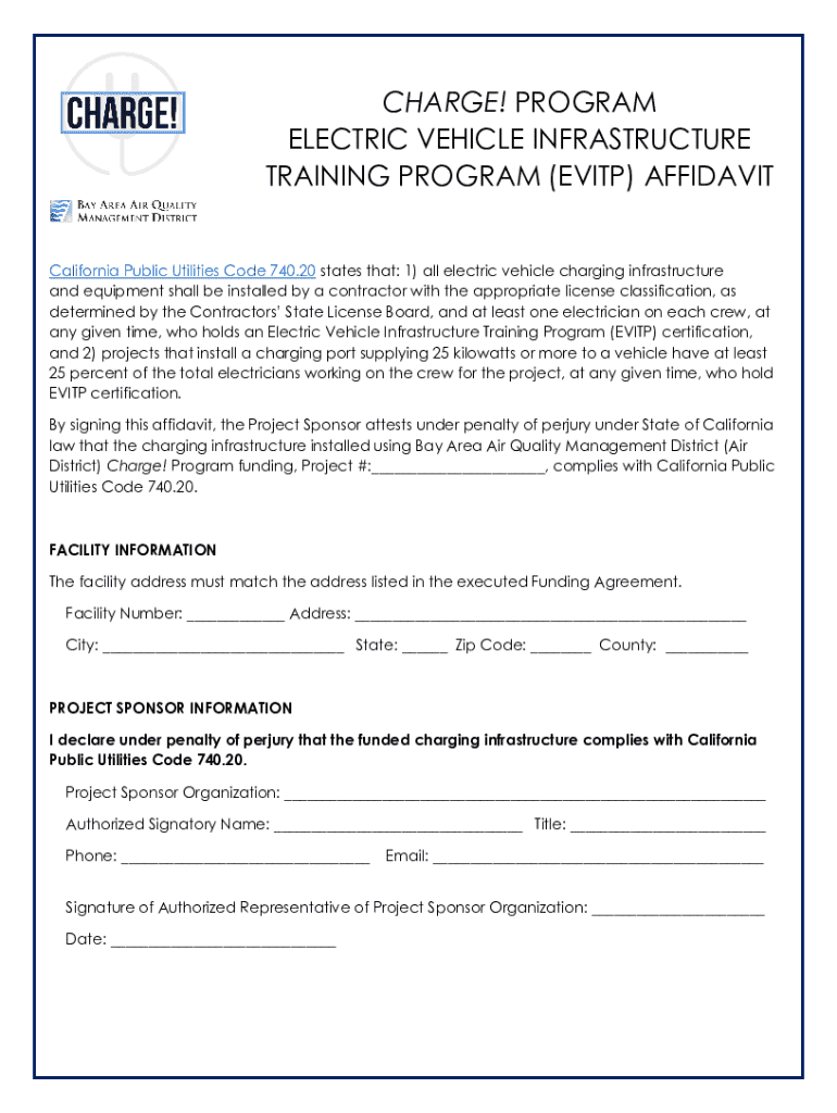 Fillable Online Affidavit Ensuring Adherence to Electric Vehicle ...