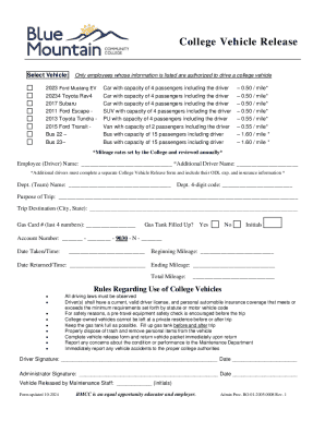 Fillable Online College Vehicle Release Form Fax Email Print - pdfFiller