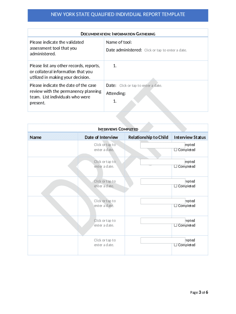 NEW YORK STATE QUALIFIED INDIVIDUAL REPORT TEMPLATE Doc Template ...