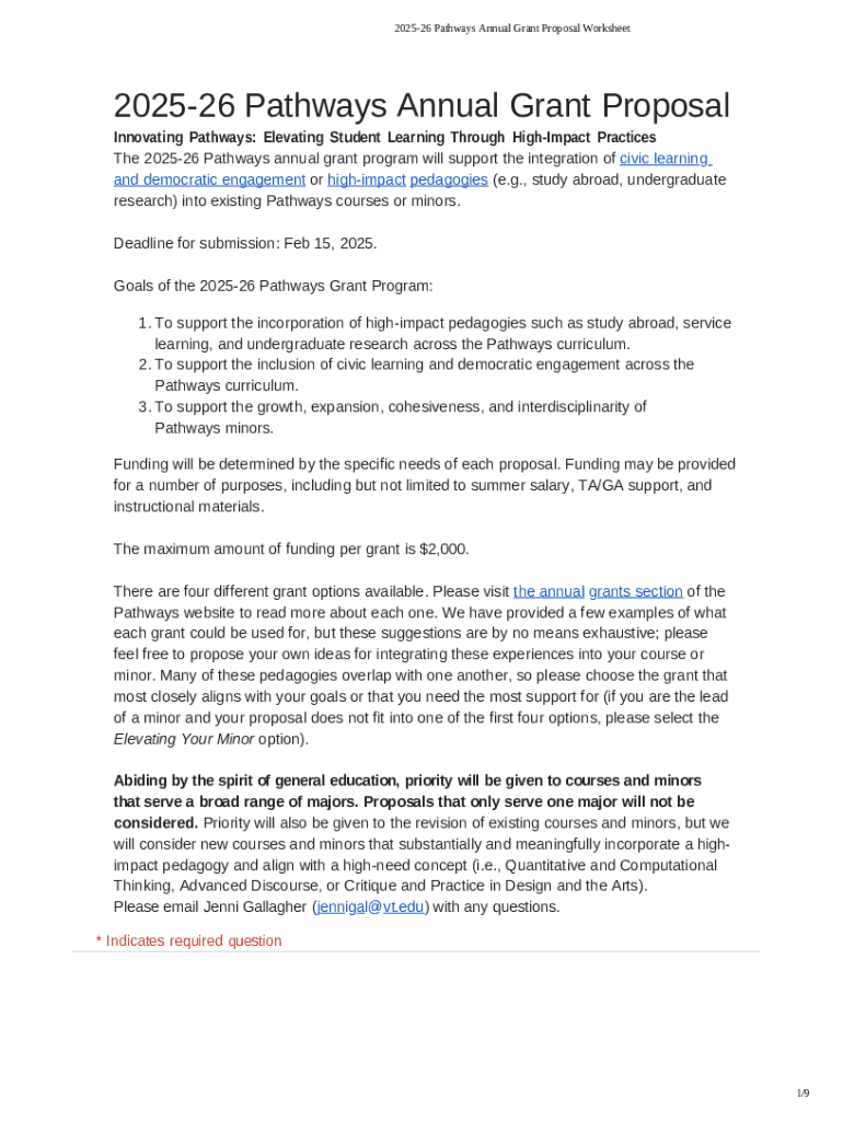 2025-26 Pathways Annual Grant Proposal Doc Template | pdfFiller