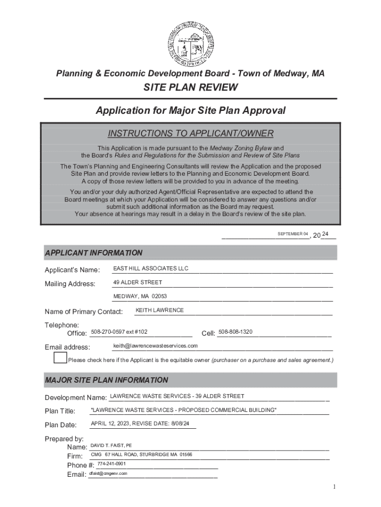 Fillable Online Planning & Economic Development Board - Town of Medway, Ma Fax Email Print ...