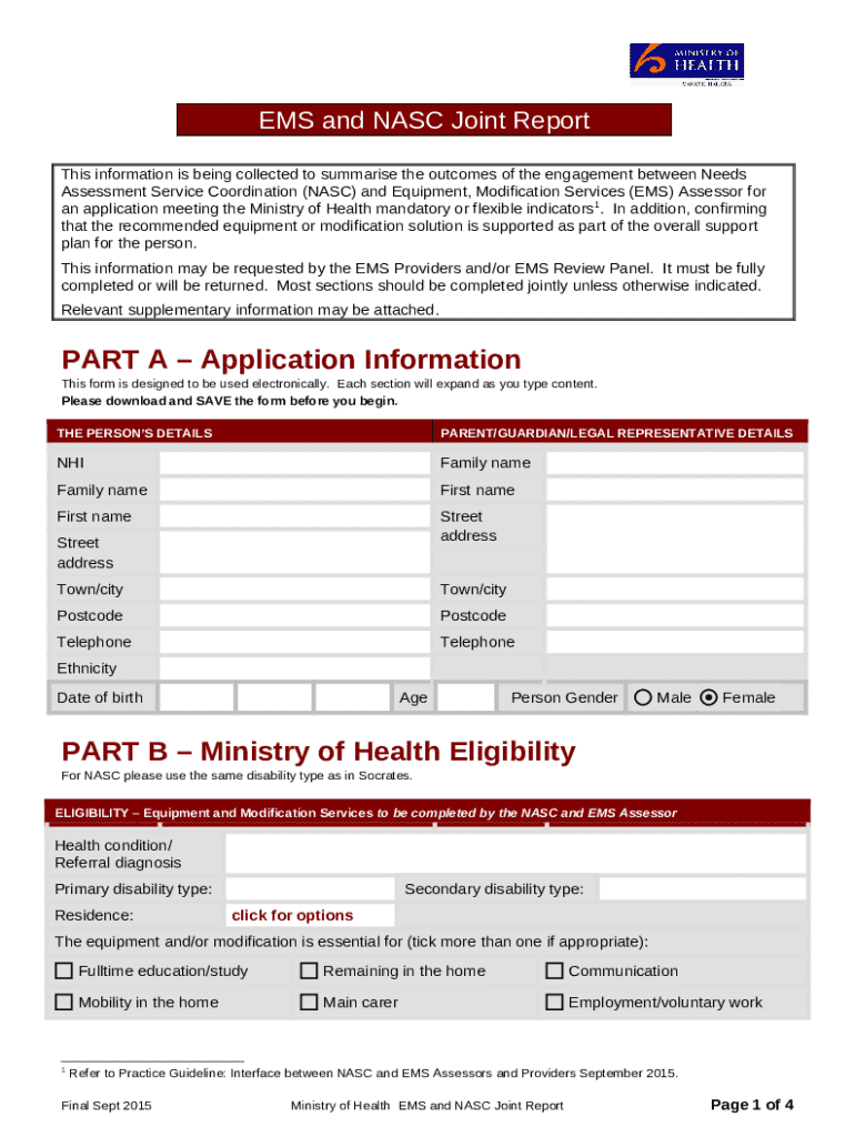Ems and Nasc Joint Report Doc Template | pdfFiller