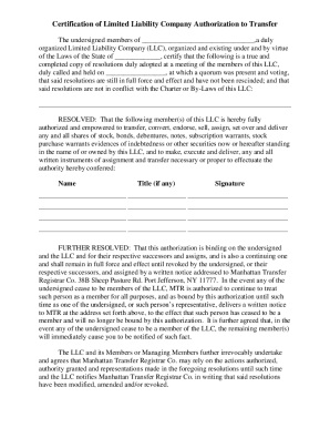Fillable Online Authorization to Transfer Securities for Llc Fax Email Print - pdfFiller