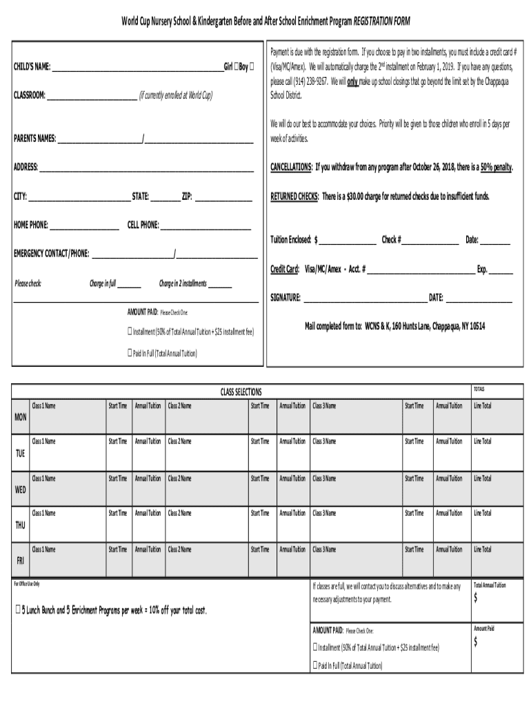 Fillable Online Before and After School Enrichment Program Registration Fax Email Print - pdfFiller