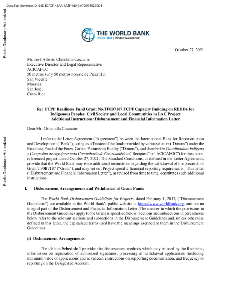 Fillable Online Disbursement and Financial Information Letter for Loan ...