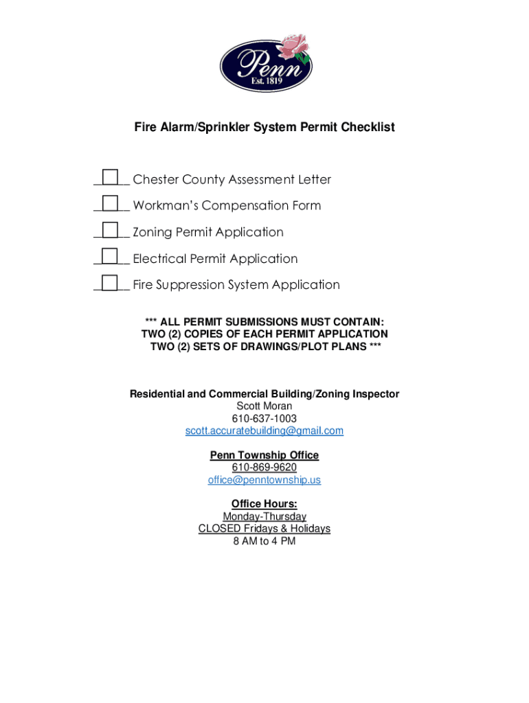 Fillable Online Fire Alarm/Sprinkler System Permit Checklist Fax Email Print - pdfFiller