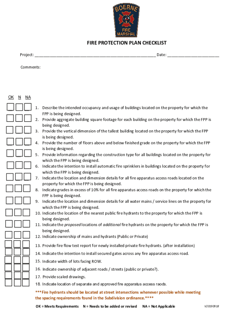Fillable Online FIRE PROTECTION PLAN CHECKLIST Fax Email Print - pdfFiller