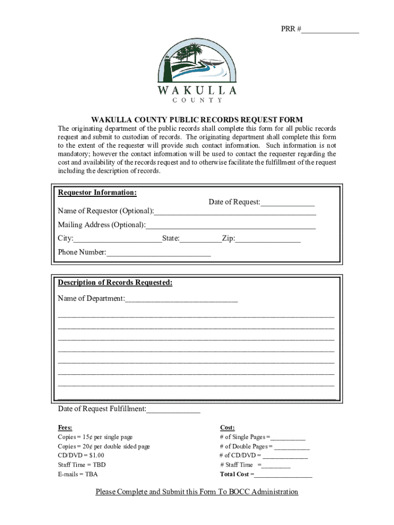 Fillable Online Public Records Request Form Fax Email Print - pdfFiller