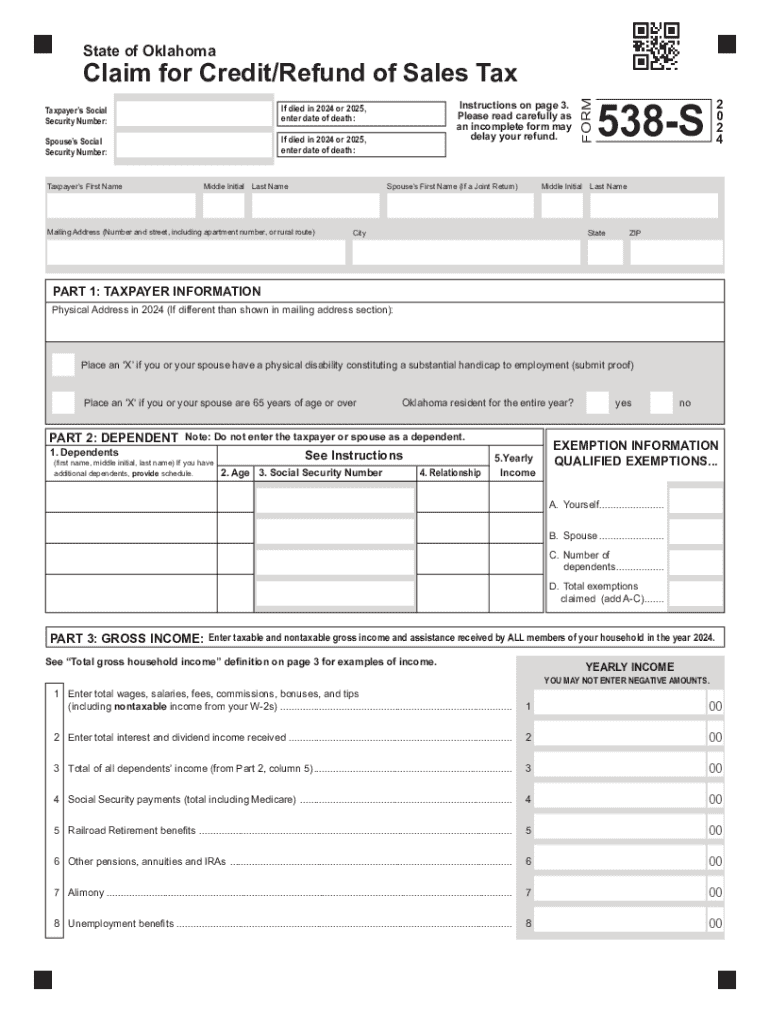 2024 Form OK 538-S Fill Online, Printable, Fillable, Blank - pdfFiller