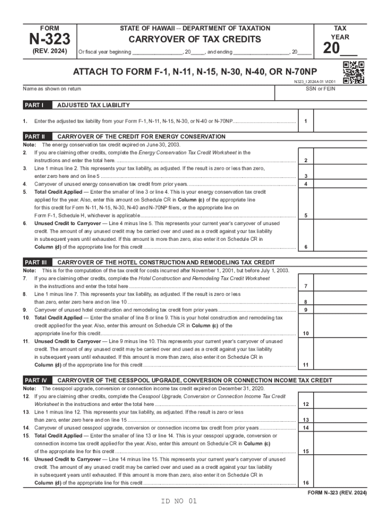 Form N-323, Rev 2024, Carryover of Tax Credits: Fill out & sign online | DocHub