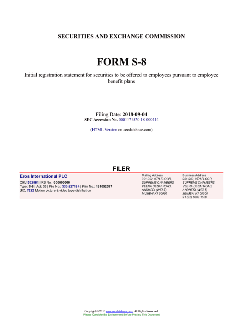 Fillable Online Initial Registration Statement for Securities to Be Offered to Employees ...