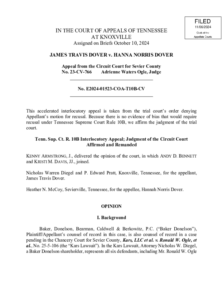 Fillable Online James Travis Dover v. Hanna Norris Dover Fax Email ...