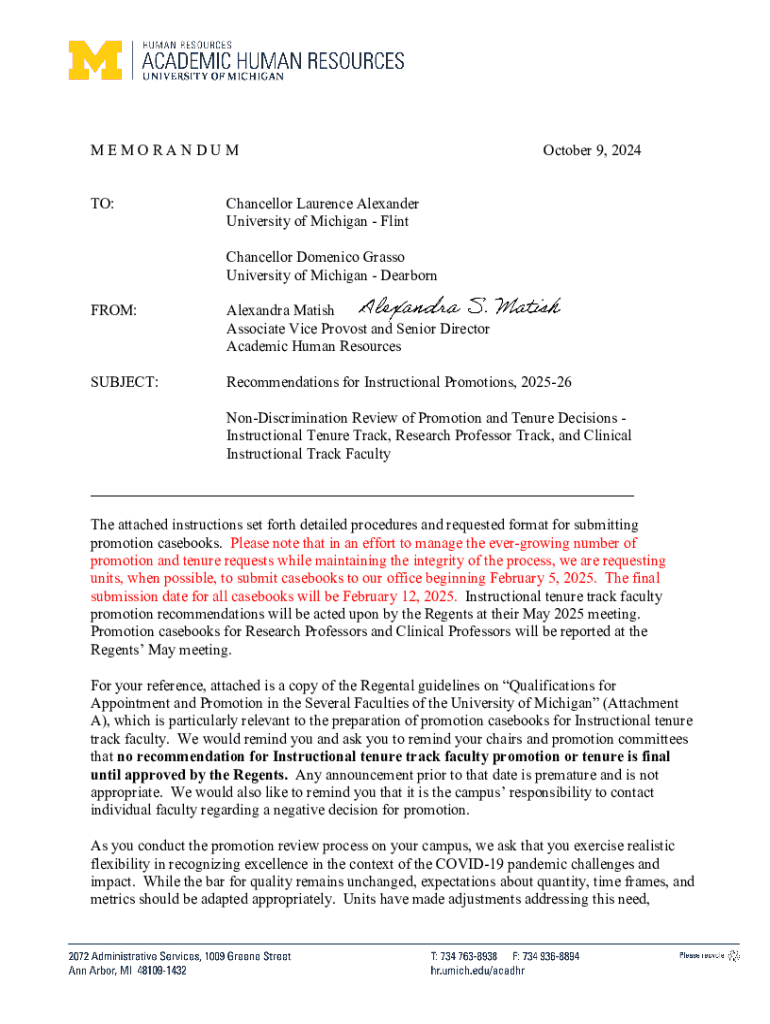 Fillable Online Memorandum on Faculty Promotions Fax Email Print - pdfFiller