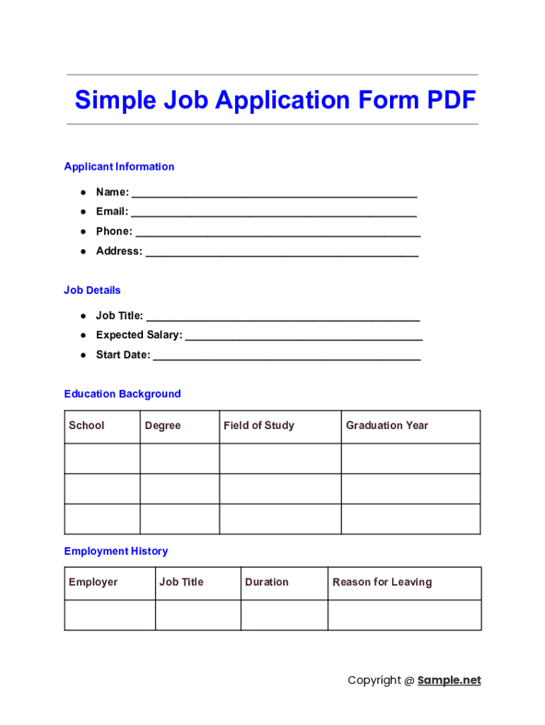 Fillable Online Job Application Form Pdf Fax Email Print - pdfFiller