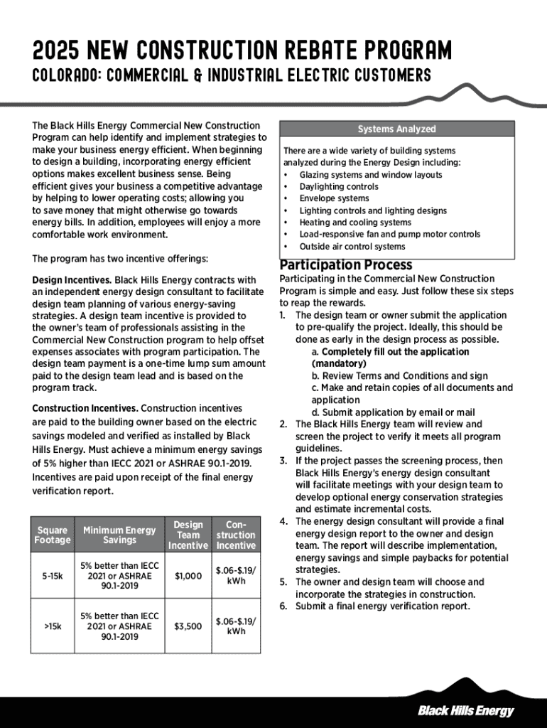 Fillable Online 2025 New Construction Rebate Program for Colorado ...