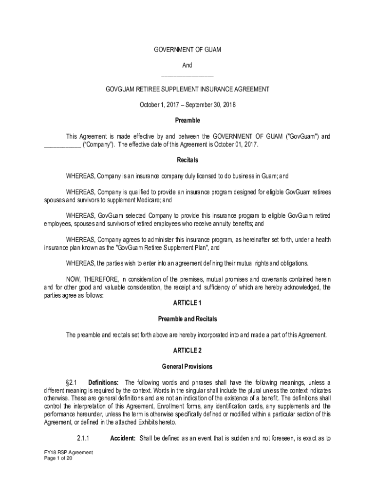 Fillable Online government of guam group health insurance agreement Fax ...