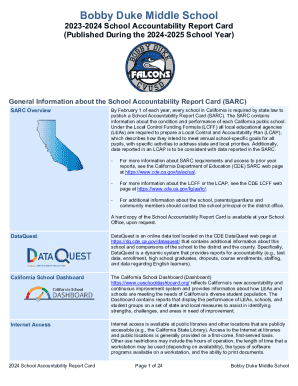 Fillable Online Bobby Duke Middle School Accountability Report Card Fax ...