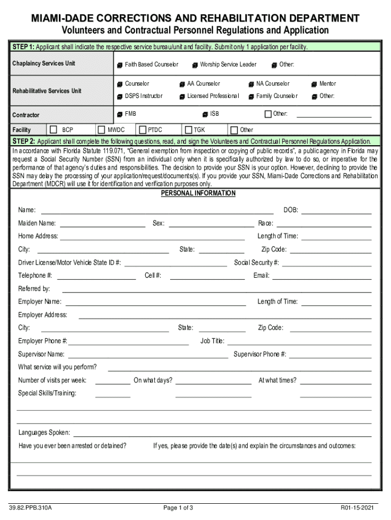 Fillable Online Miami-dade County Corrections and Rehabilitation ...
