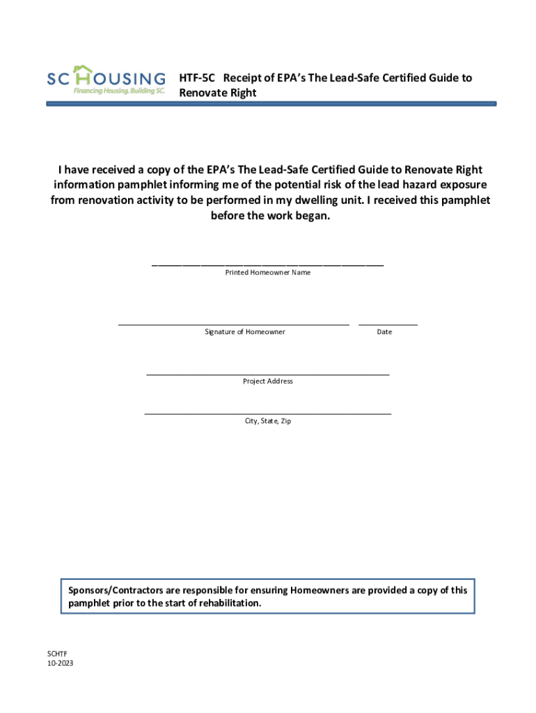 Fillable Online Receipt of Epa’s the Lead-safe Certified Guide to ...