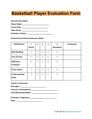 Fillable Online Basketball Player Evaluation Fax Email Print - pdfFiller