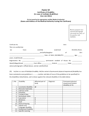Fillable Online Certificate of Disability (in Cases of Multiple ...