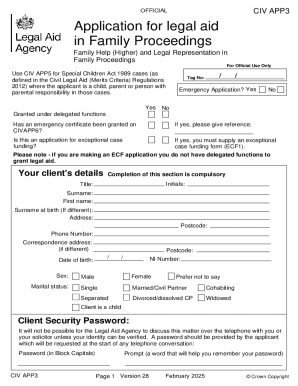 Fillable Online Application for Legal Aid in Family Proceedings Fax ...