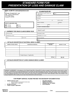 Fillable Online Presentation of Loss and Damage Claim Fax Email Print - pdfFiller