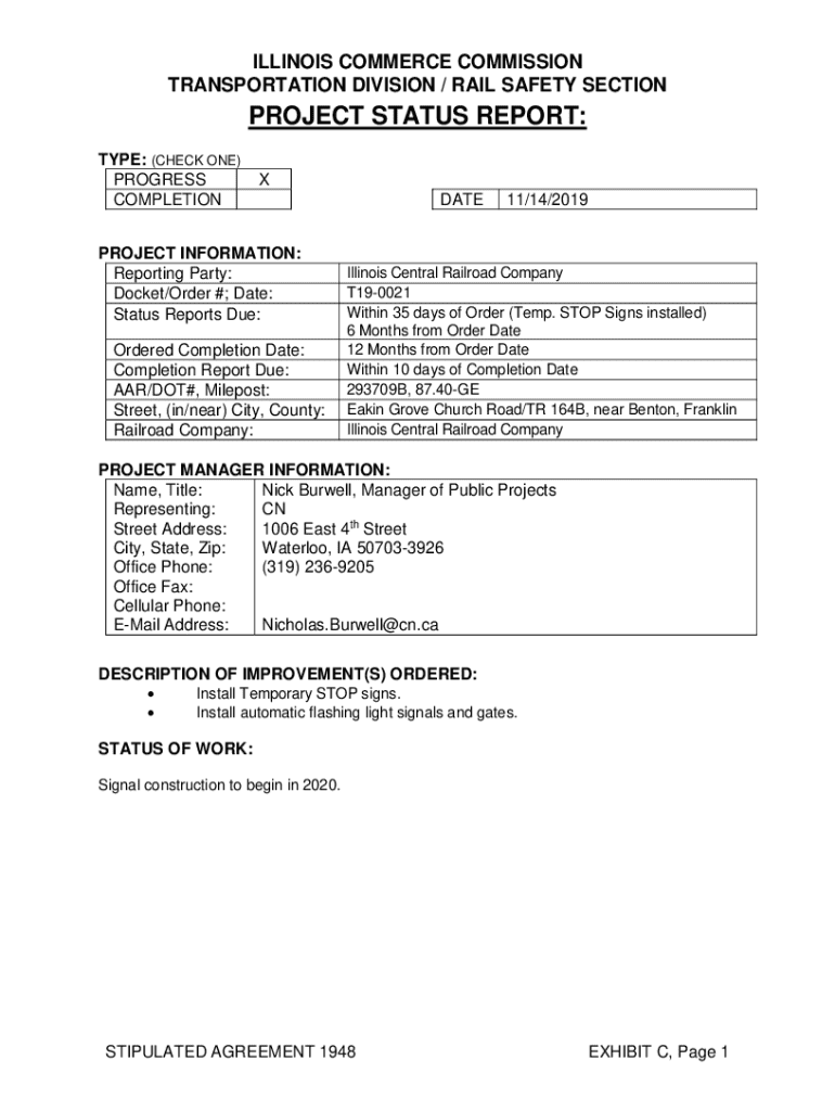 Fillable Online PROJECT STATUS REPORT: T12-0088 Fax Email Print - pdfFiller