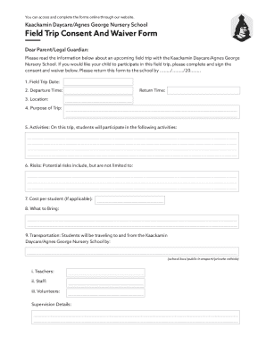 Fillable Online Field Trip Consent and Waiver Form Fax Email Print ...