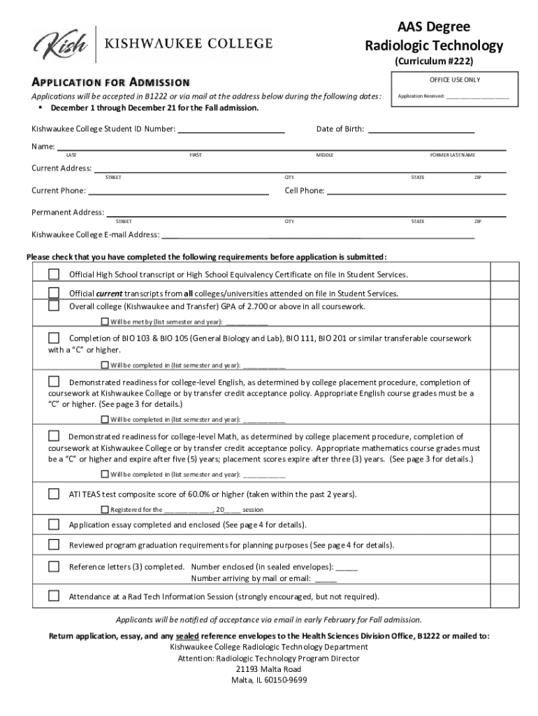 Fillable Online AAS Degree Radiologic Technology Fax Email Print ...