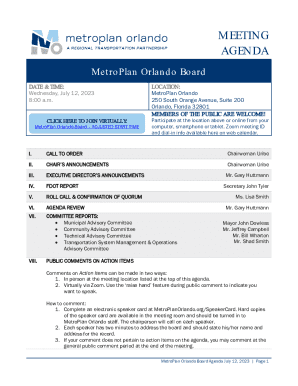 Fillable Online Metroplan Orlando Board Meeting Agenda - July 12, 2023 Fax Email Print - pdfFiller