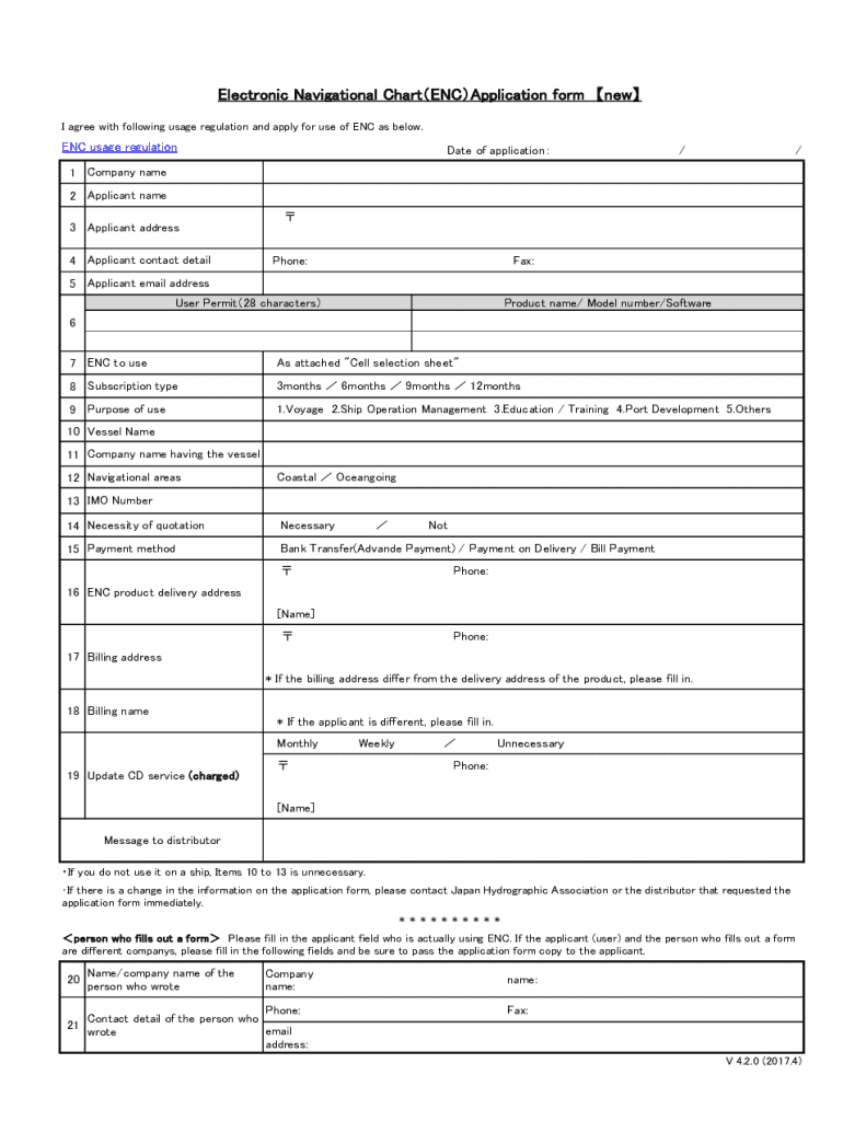 Fillable Online Electronic Navigational ChartENCApplication form new ...