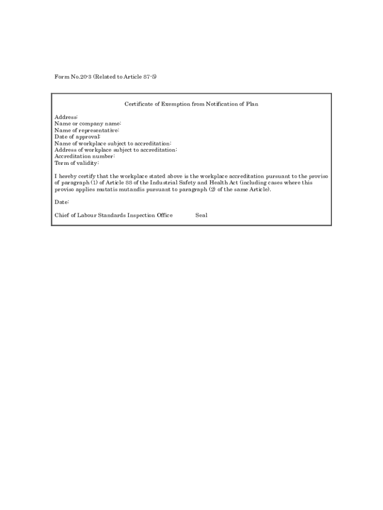 Fillable Online Certificate of Exemption From Notification of Plan Fax Email Print - pdfFiller