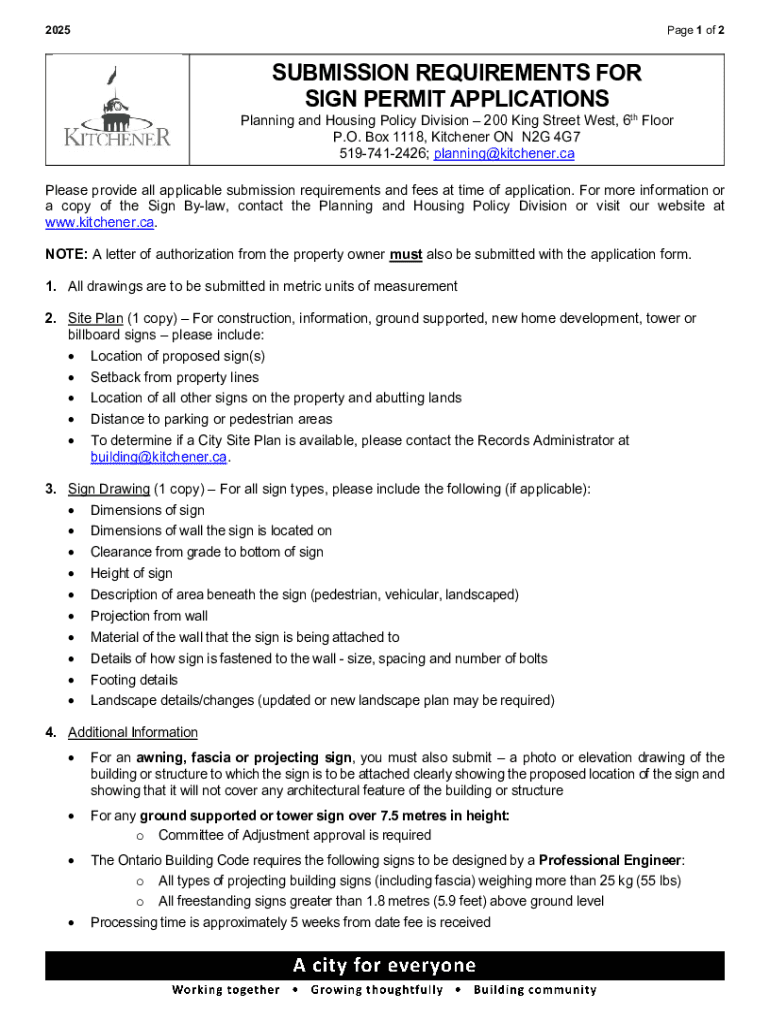 Fillable Online Submission Requirements for Sign Permit Applications ...