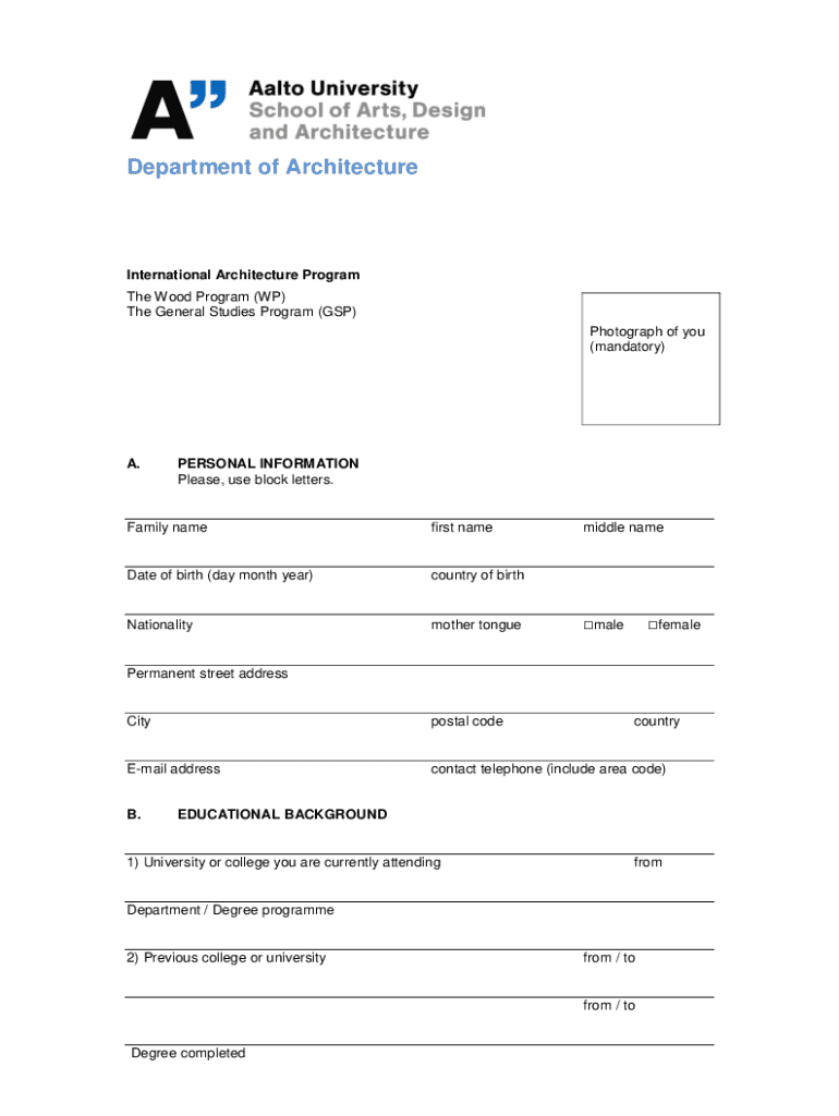 Fillable Online International Architecture Program Fax Email Print - pdfFiller