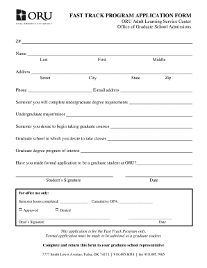 Fillable Online Fast Track Program Application Fax Email Print - pdfFiller