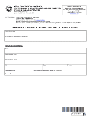 Fillable Online Conversion of a Non-corporation Business Entity Into an ...