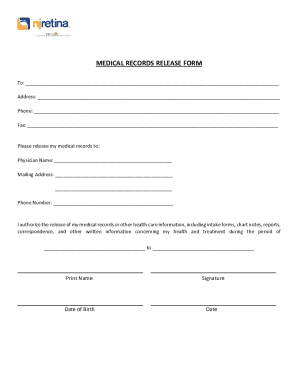 Fillable Online Medical Records Release Form Fax Email Print - pdfFiller