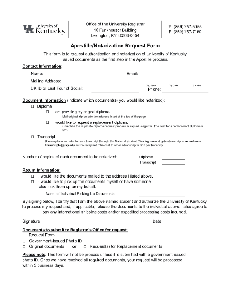 Fillable Online Apostille/Notarization Request Form Fax Email Print - pdfFiller