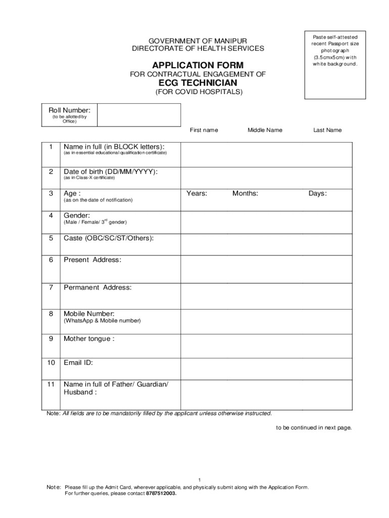 Fillable Online APPLICATION FORM ECG TECHNICIAN Fax Email Print - pdfFiller