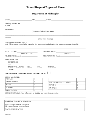 Travel Request/approval Doc Template | pdfFiller