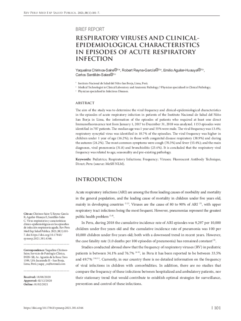 Fillable Online Viral etiology of acute respiratory infections among children ... Fax Email ...