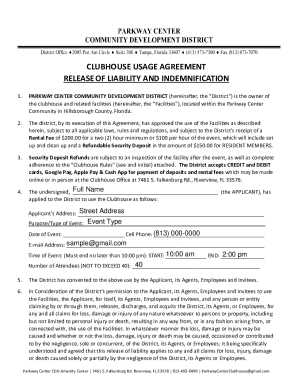 Fillable Online Clubhouse Usage Agreement Fax Email Print - pdfFiller