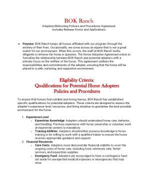 Fillable Online Bok Ranch Horse Adoption Agreement Fax Email Print ...