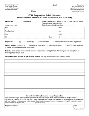 Fillable Online Michigan Freedom of Information Act Request Fax Email ...