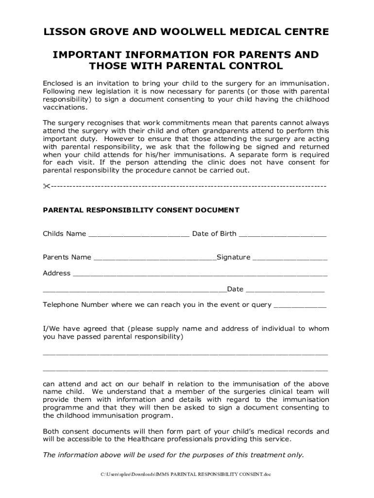 Fillable Online Important Information for Parents and Those With ...