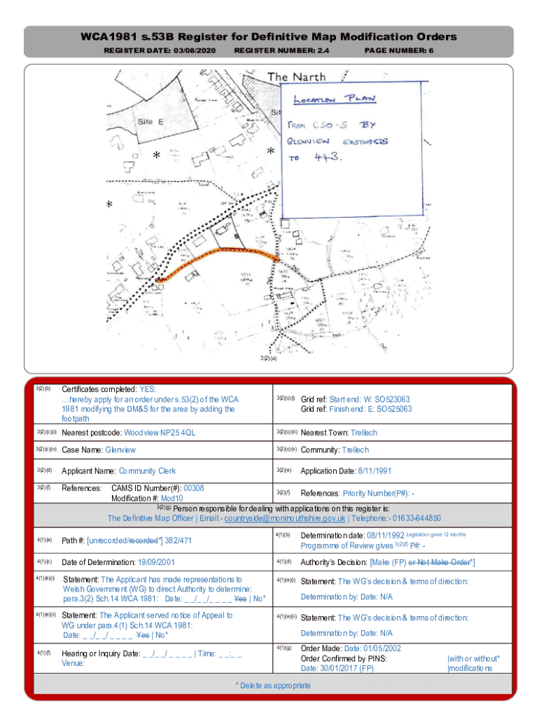 Fillable Online Register for Definitive Map Modification Orders Fax ...