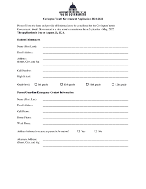 Fillable Online Covington Youth Government Application Fax Email Print - pdfFiller